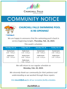 Pool – Official Site of the Town of Churchill Falls