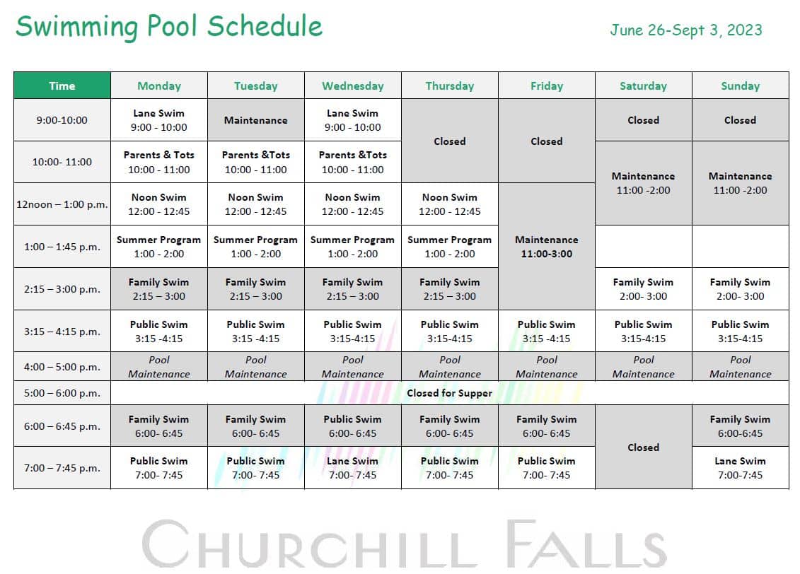 Swimming Pool – Official Site of the Town of Churchill Falls